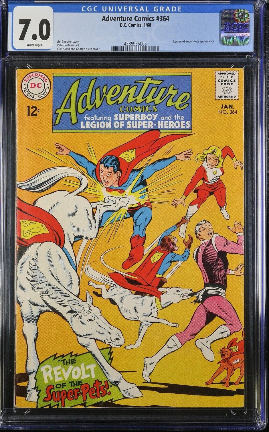 Adventure Comics 364 1/68 D.C. Comics CGC 7.0 White Pages